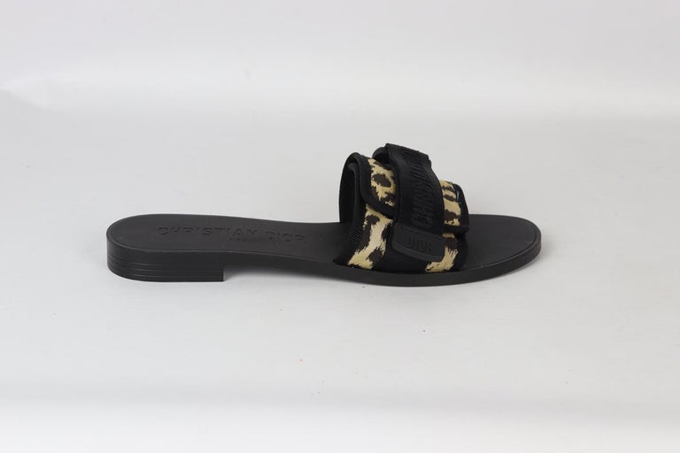 Christian Dior Dio(r)evolution Leopard Jacquard Satin Slides Eu 38 Uk 5 ...