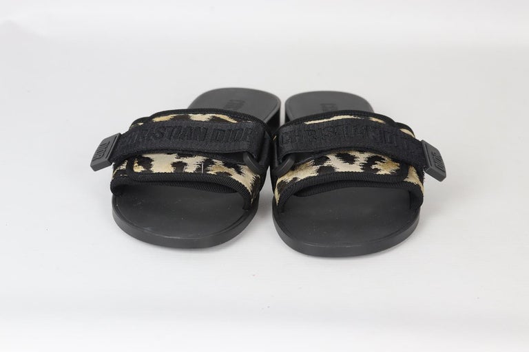 Christian Dior Dio(r)evolution Leopard Jacquard Satin Slides Eu 38 Uk 5 ...