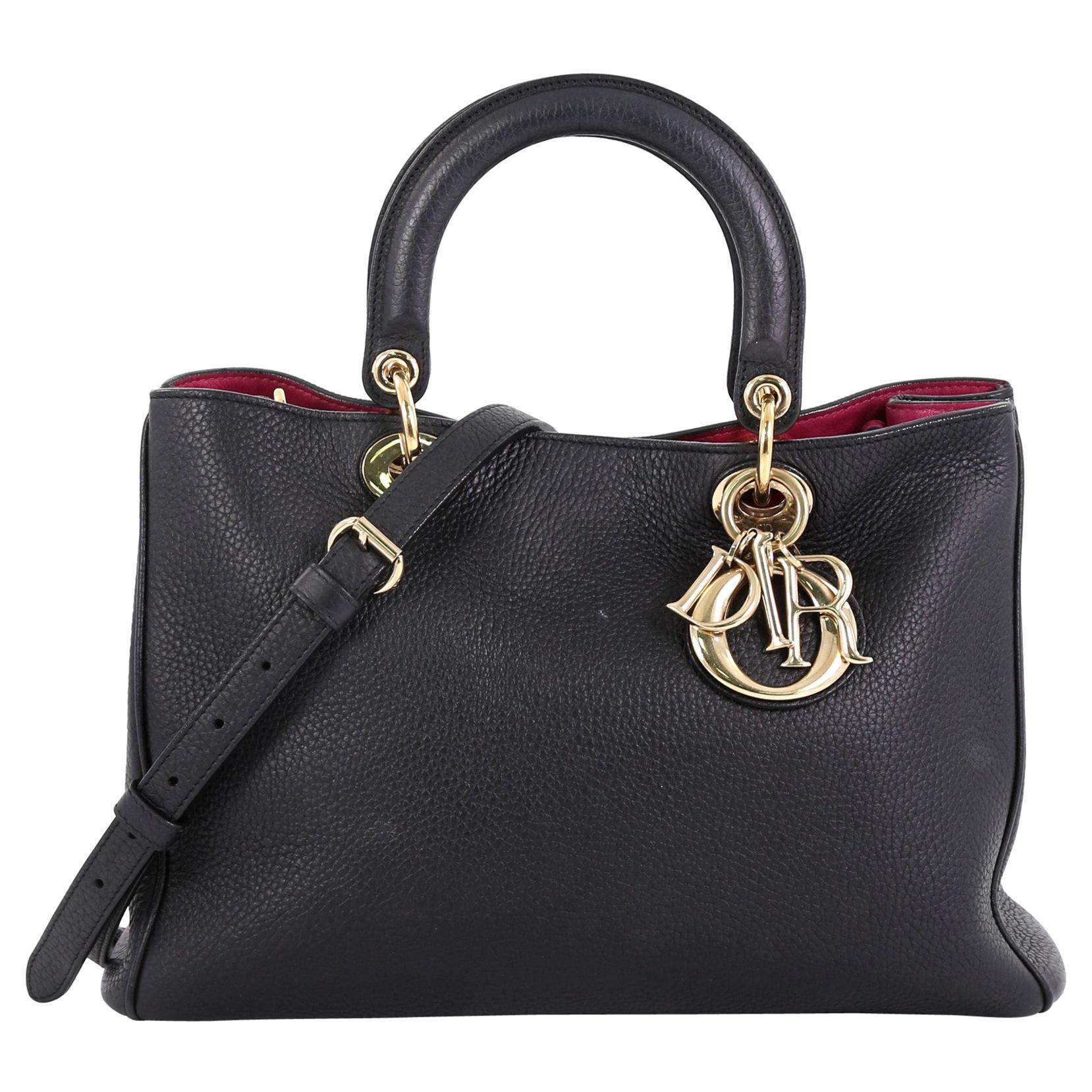 Christian Dior Diorissimo Tote Pebbled Leather Medium at 1stDibs