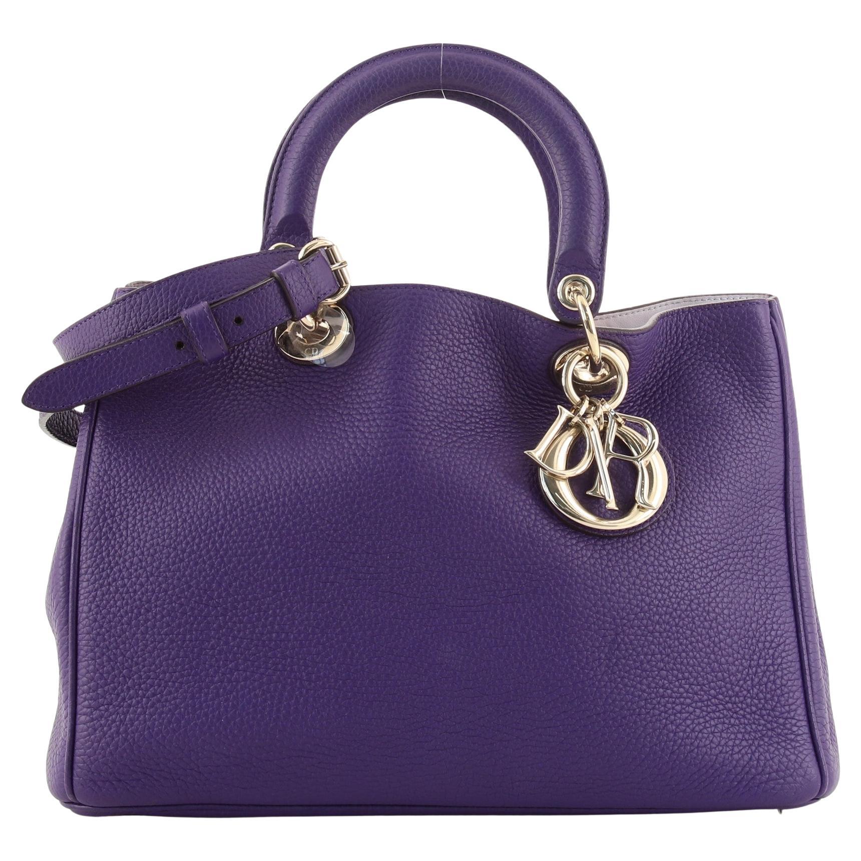 2013 Christian Dior Purple Quilted Lambskin Leather Lady Dior GM at 1stDibs