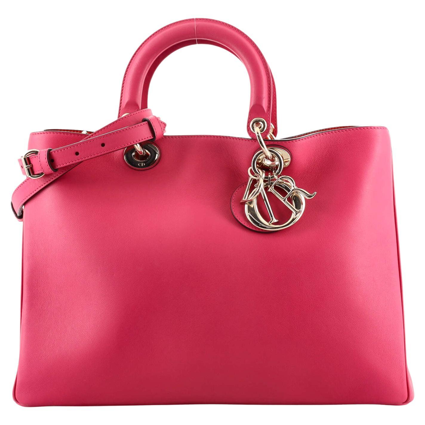 Christian Dior Pink Bullcalf Leather Medium Diorissimo Tote Bag w. DB ...