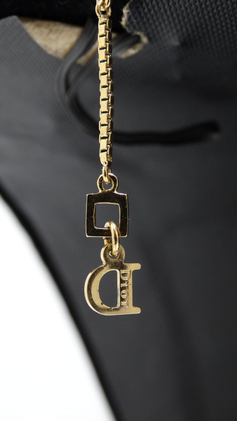 CHRISTIAN DIOR Dog Tag Charm Logo Necklace Galliano Era For Sale at 1stDibs