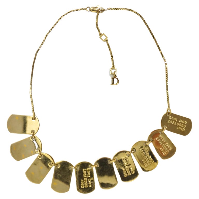 CHRISTIAN DIOR Dog Tag Charm Logo Necklace Galliano Era For Sale at 1stDibs