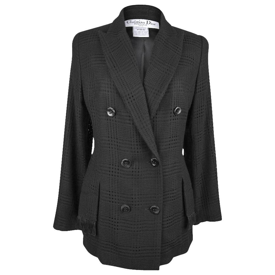 Christian Dior Double Breast Jacket w/ Fringe Pocket Superb Fabric ...