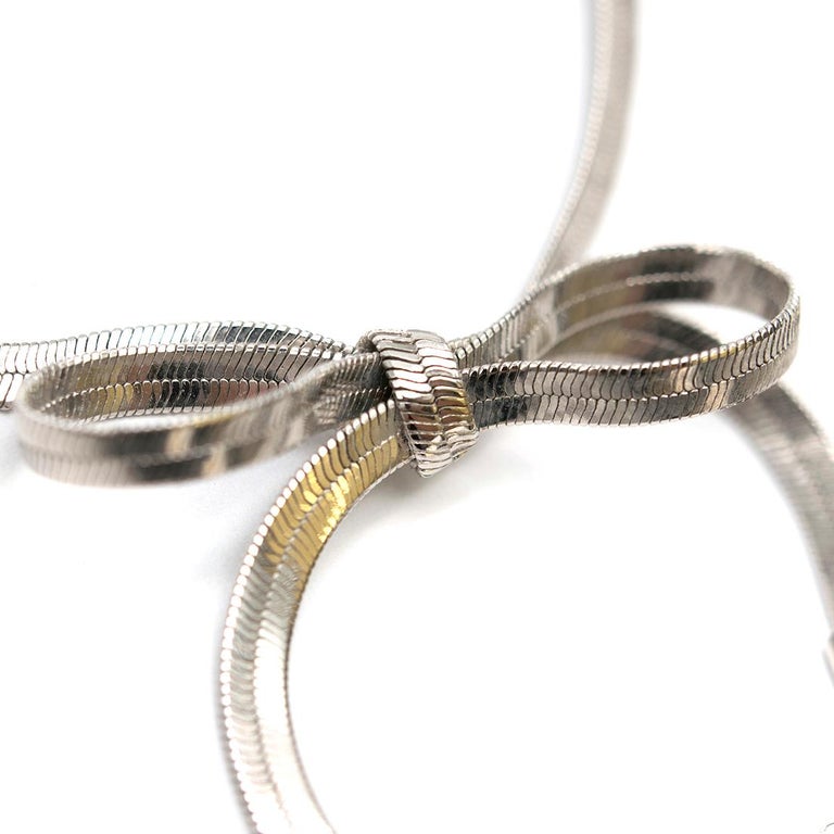 Christian Dior Double Chain Bow Charm Necklace at 1stDibs