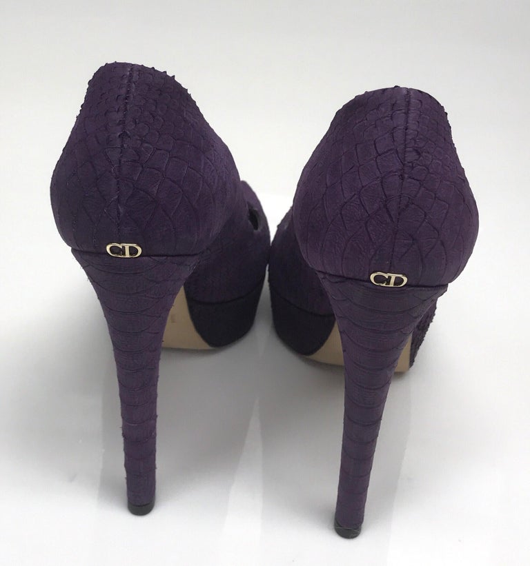Christian Dior Embossed Leather Purple Platform Heels-38 For Sale at ...