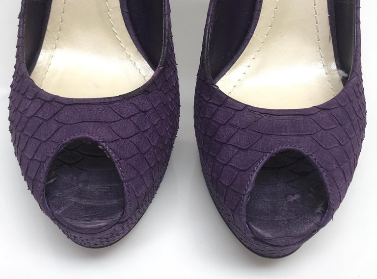 Christian Dior Embossed Leather Purple Platform Heels-38 For Sale at ...