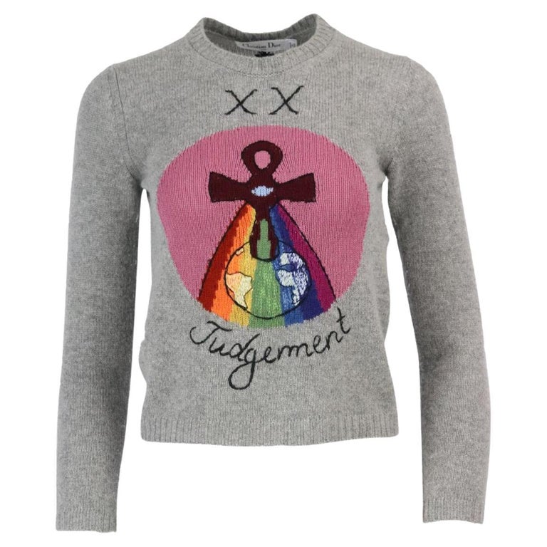 Christian Dior Embroidered Cashmere Sweater Fr 34 Uk 6 For Sale at 1stDibs