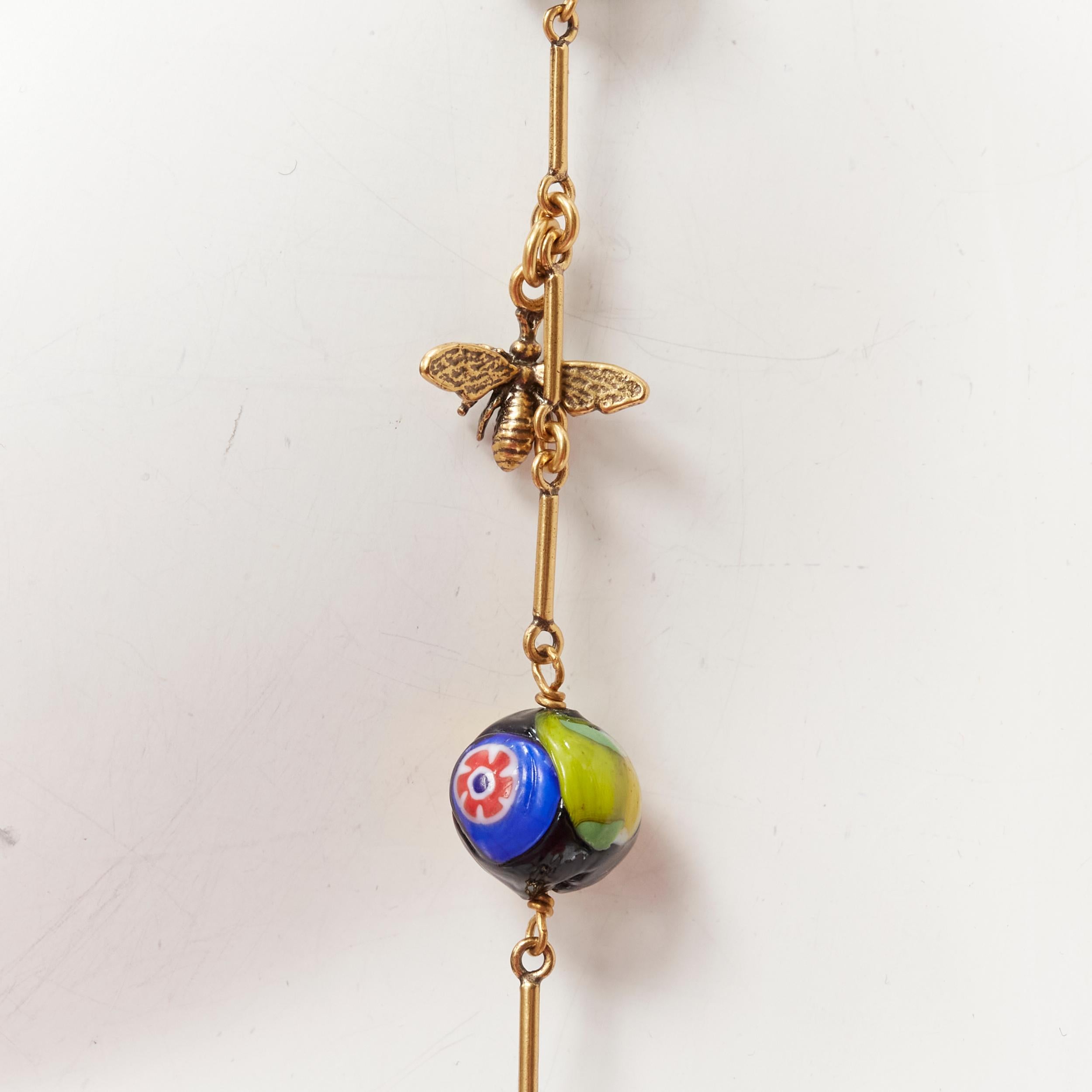 CHRISTIAN DIOR ethnic enamel ball antique gold tone star bee charm ...