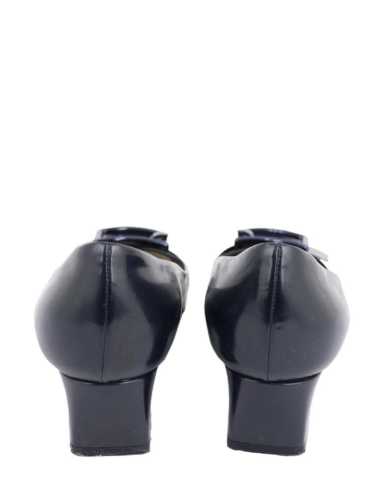 Christian Dior EU 37.5 Navy Patent Leather Kitten Heels For Sale at 1stDibs