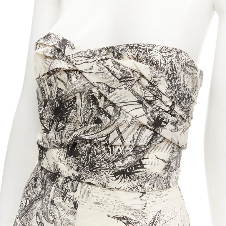 CHRISTIAN DIOR Fantaisie Dioriveria beige black print wrap corset ...