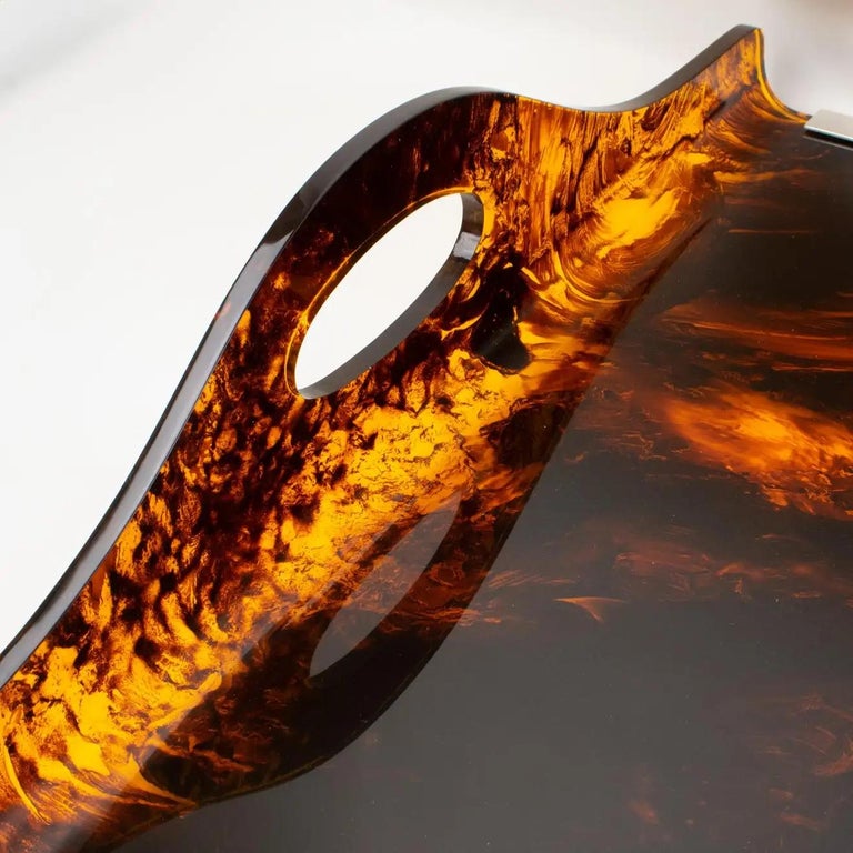 Christian Dior Folding Tray Table Tortoiseshell Lucite and Silver Plate ...