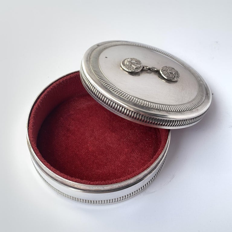 Christian Dior France 1970s Silver Plated Round Decorative Box. Jewel ...