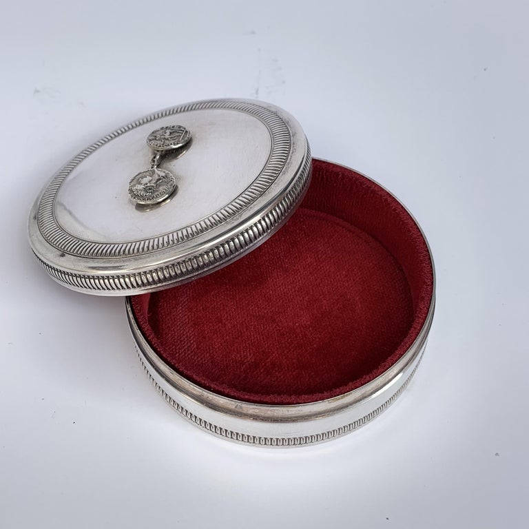 Christian Dior France 1970s Silver Plated Round Decorative Box. Jewel ...