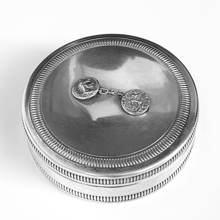 Christian Dior France 1970s Silver Plated Round Decorative Box. Jewel ...