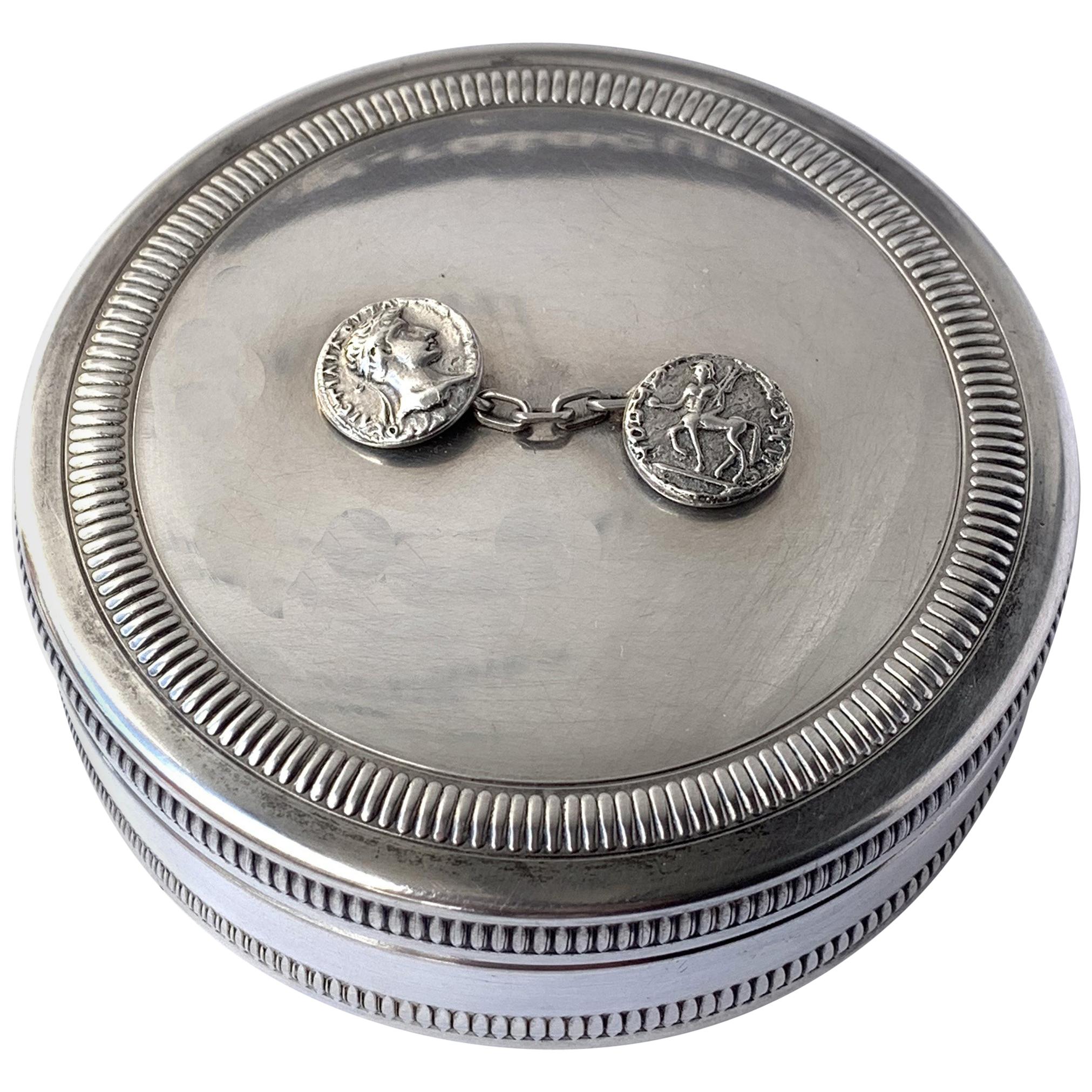 Christian Dior France 1970s Silver Plated Round Decorative Box. Jewel ...