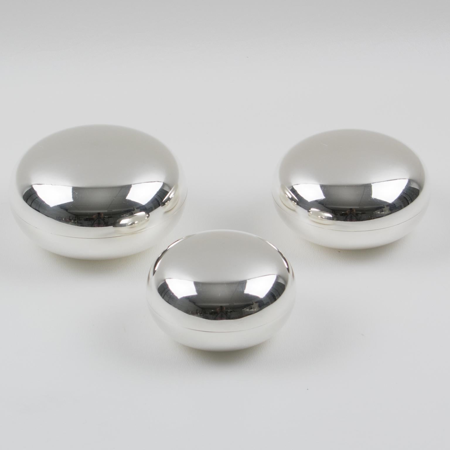 Christian Dior France Silver Plate Decorative Pebble Box, a Trio at 1stDibs