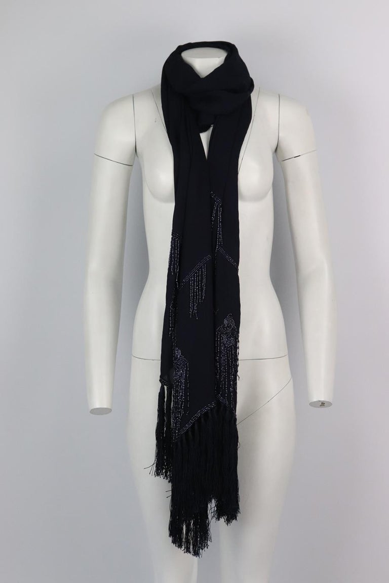 Christian Dior Fringed Silk Choffon Scarf For Sale at 1stDibs