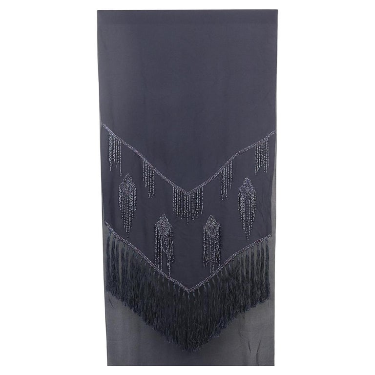 Christian Dior Fringed Silk Choffon Scarf For Sale at 1stDibs