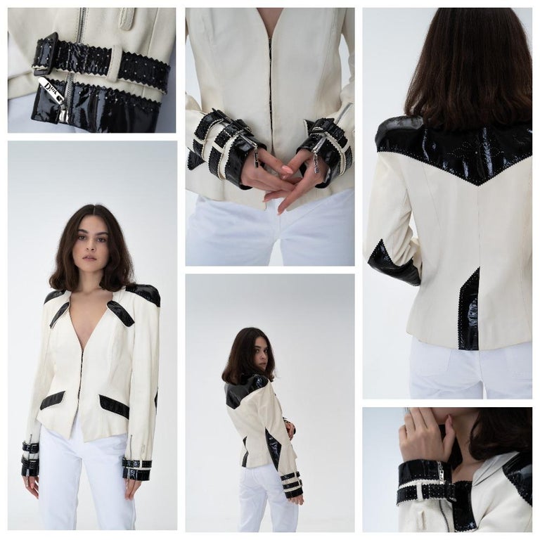 Christian Dior and Galliano 2004 spring RTW runway leather jacket FR 40 ...