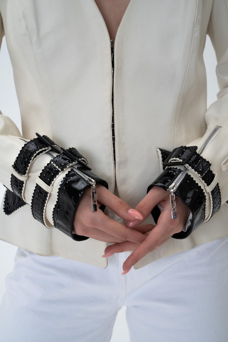 Christian Dior and Galliano 2004 spring RTW runway leather jacket FR 40 ...