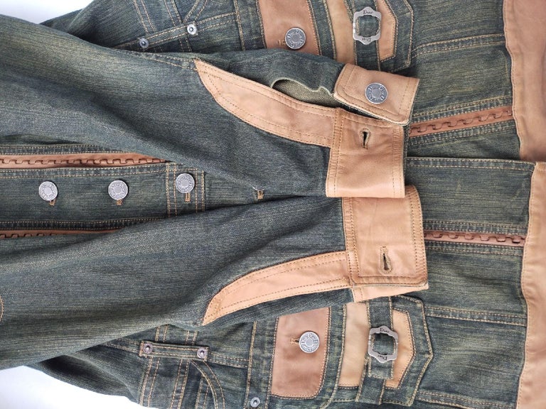 Christian Dior and Galliano 2006 SS runway Leather Trim Denim Vintage ...