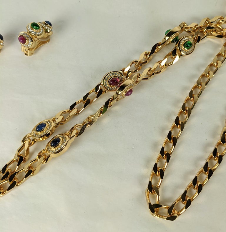 Christian Dior Gem Station Chain and Ear Clips For Sale at 1stDibs