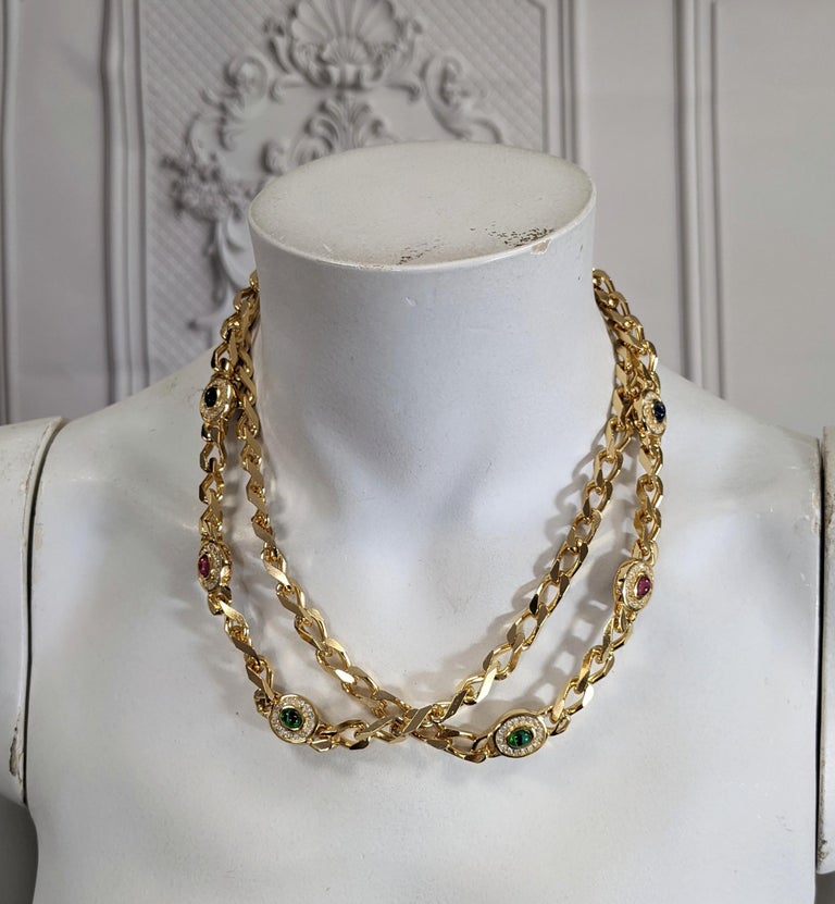 Christian Dior Gem Station Chain and Ear Clips For Sale at 1stDibs
