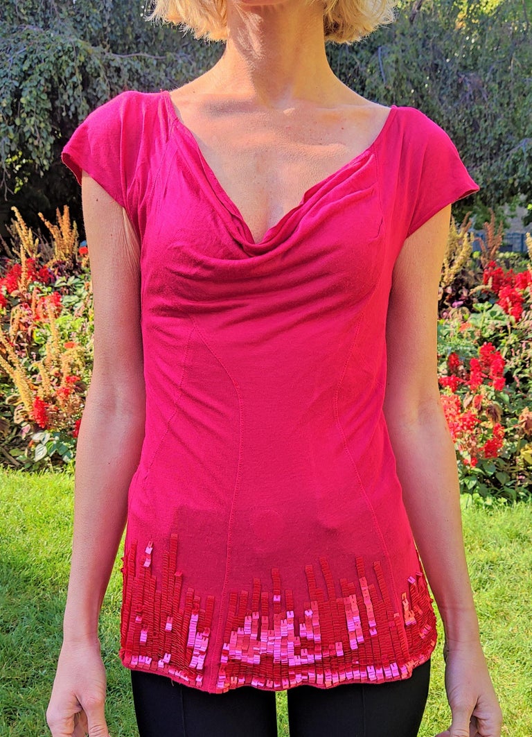 Christian Dior Glitter J'adore Red Doir Monogram Logo Strass Blouse Top ...