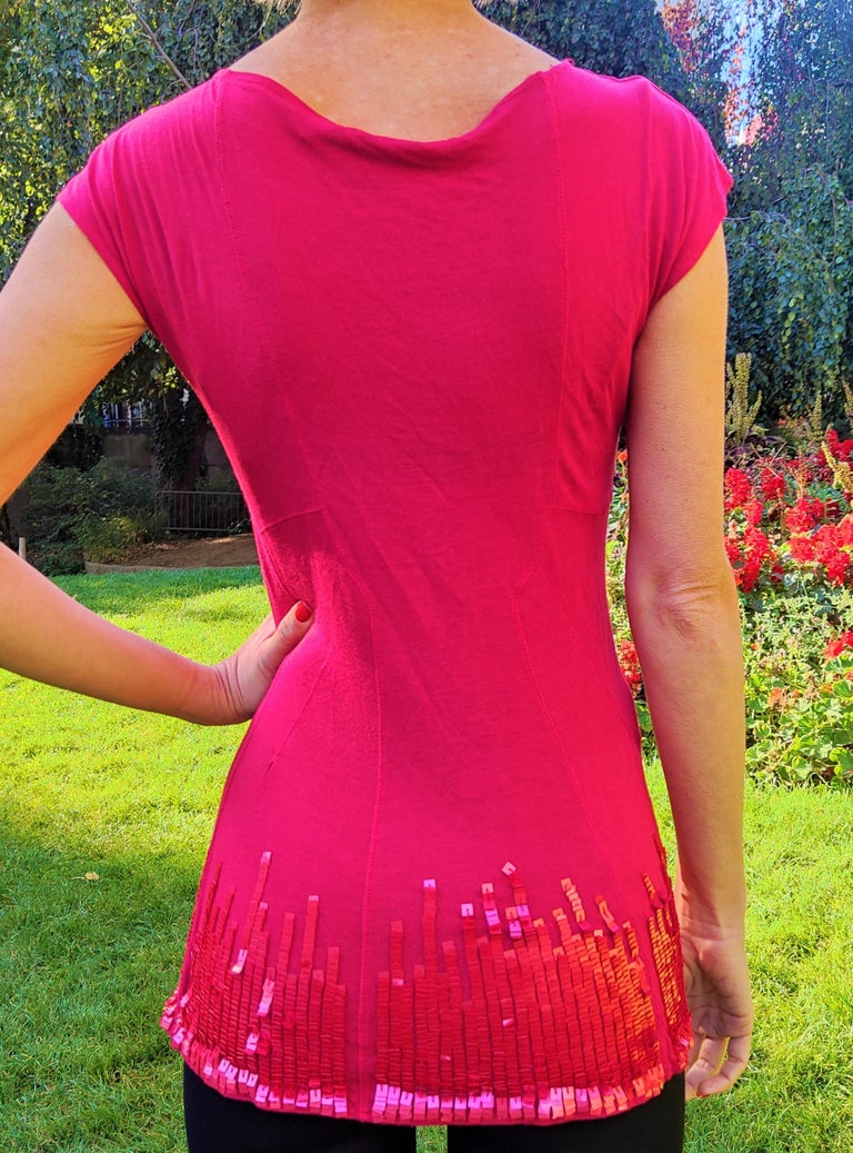 Christian Dior Glitter J'adore Red Doir Monogram Logo Strass Blouse Top ...