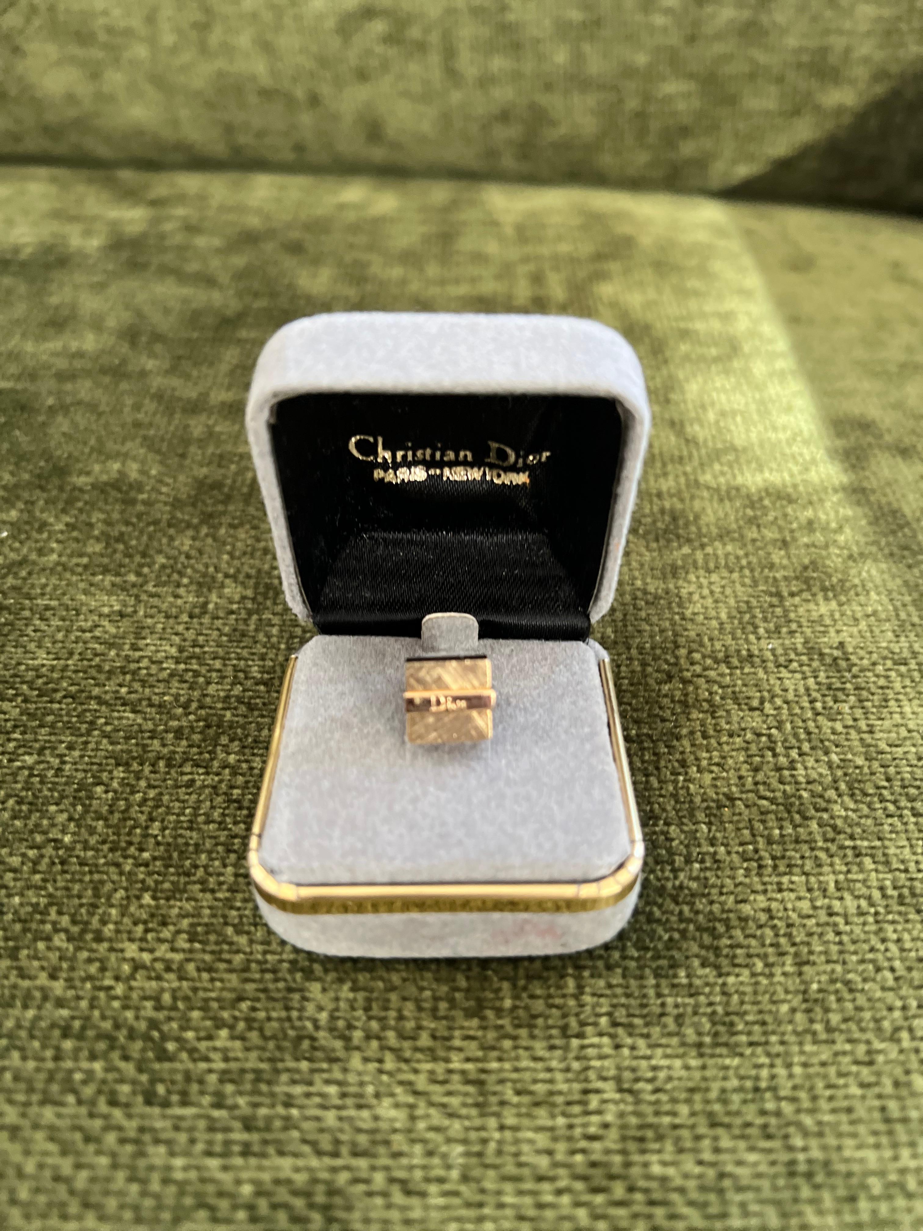 Christian Dior Gold Plate Tie Pin Featuring Front Dior Logo “Circa 1990 ...