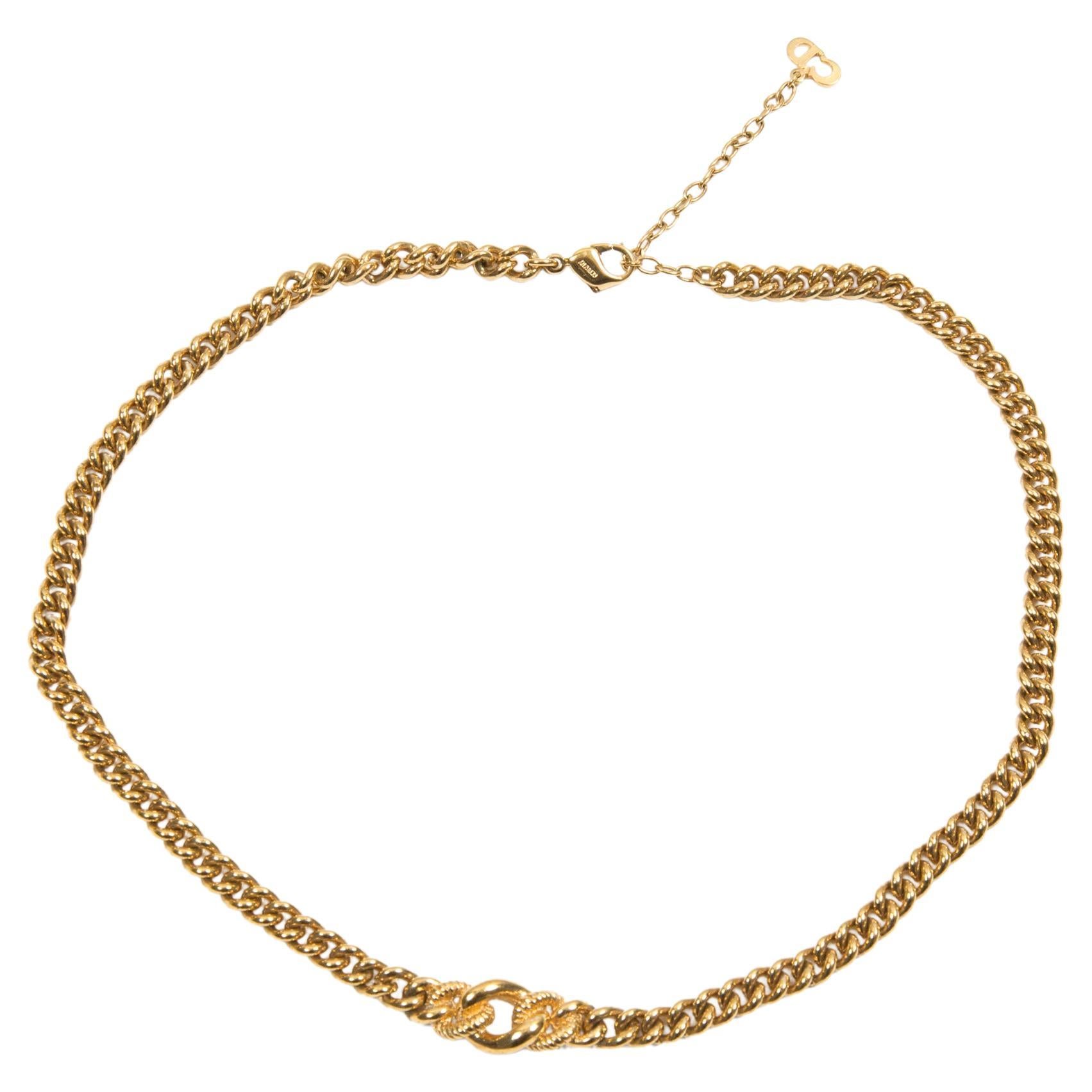 Christian Dior Gold-Tone Cable Necklace For Sale at 1stDibs