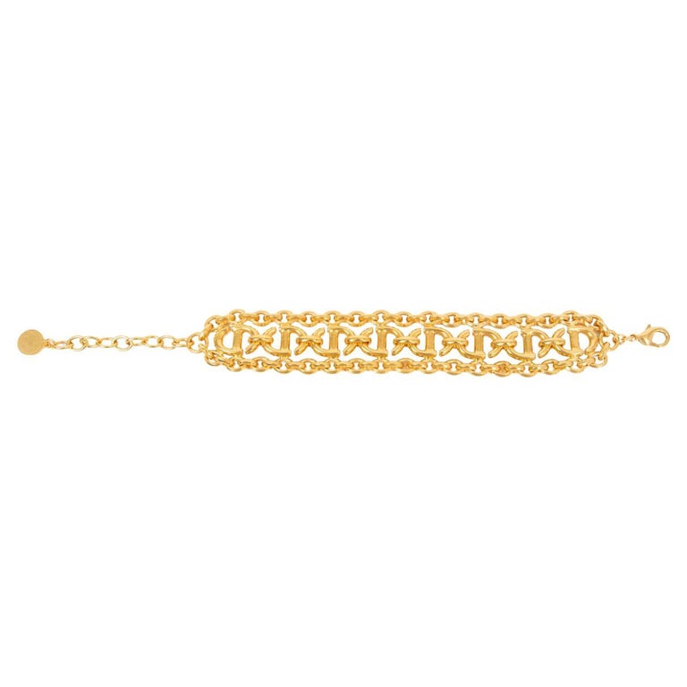 CHRISTIAN DIOR gold tone CD LOGO CHAIN LINK Bracelet at 1stDibs