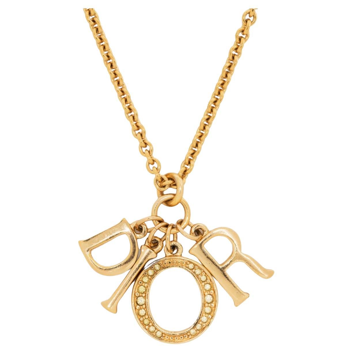 Christian Dior Gold-Tone Logo-Letters Necklace For Sale at 1stDibs