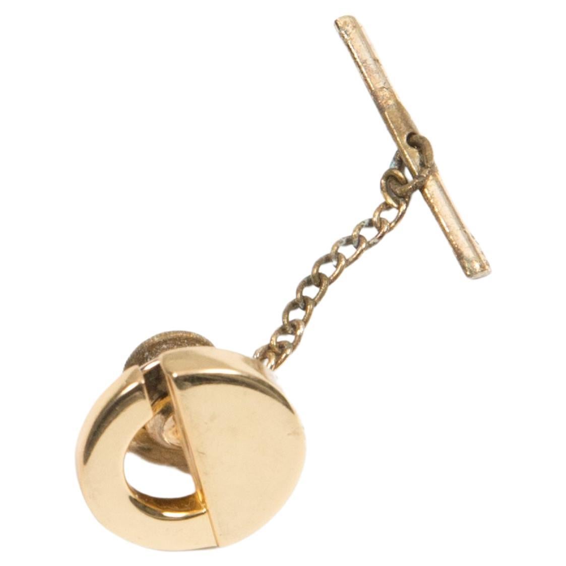 Christian Dior Gold Tone Tie Round Pin For Sale at 1stDibs