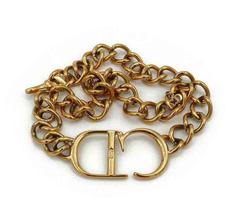 Christian Dior Gold Toned CD Chain Necklace For Sale at 1stDibs