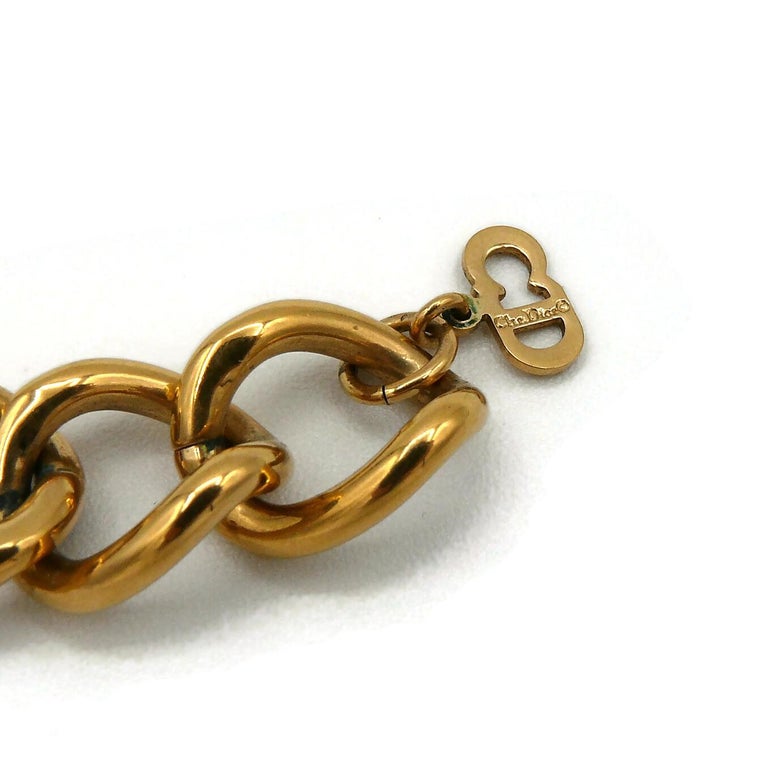 Christian Dior Gold Toned CD Chain Necklace For Sale at 1stDibs