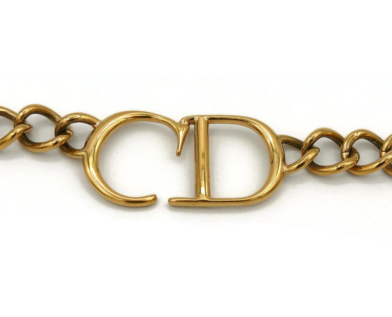 Christian Dior Gold Toned CD Chain Necklace For Sale at 1stDibs