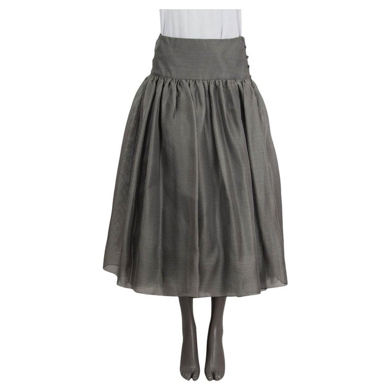 CHRISTIAN DIOR Grauer 2020 SMALL CHECKS GAUZE MIDI-Rock 38 S im Angebot ...
