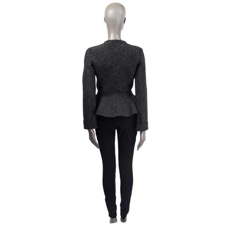 CHRISTIAN DIOR grey cashmere METALLIC PEPLUM Jacket 38 S at 1stDibs