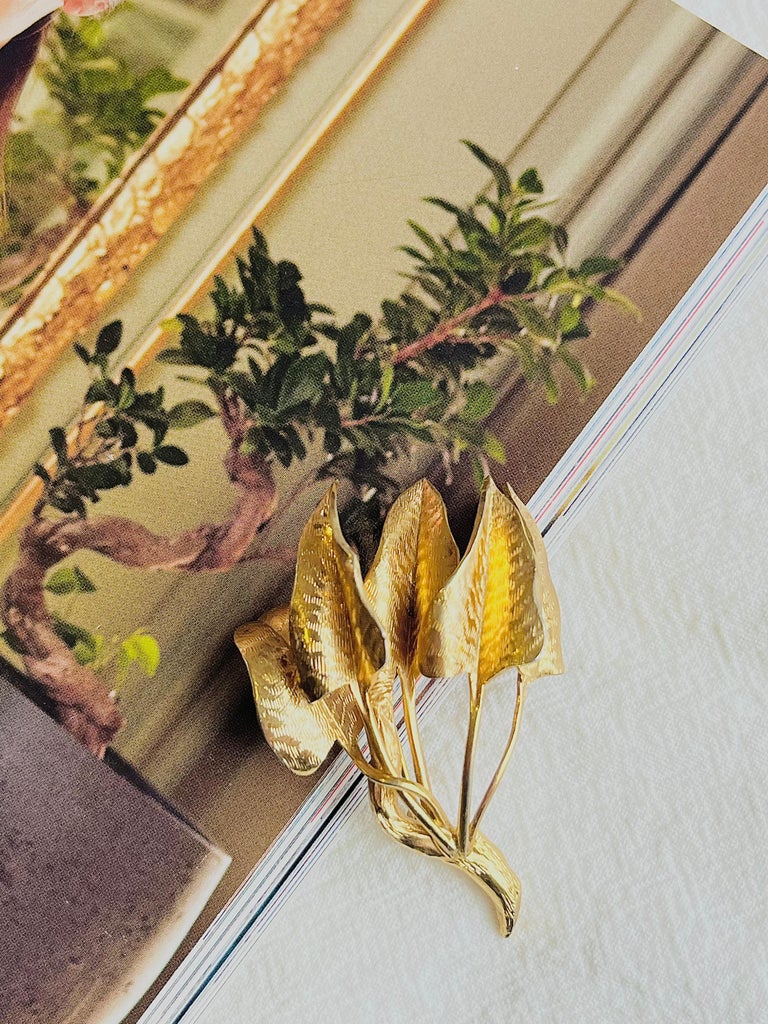 Christian Dior GROSSE 1962 Vintage Texture Leaf Tree Bush Gold ...