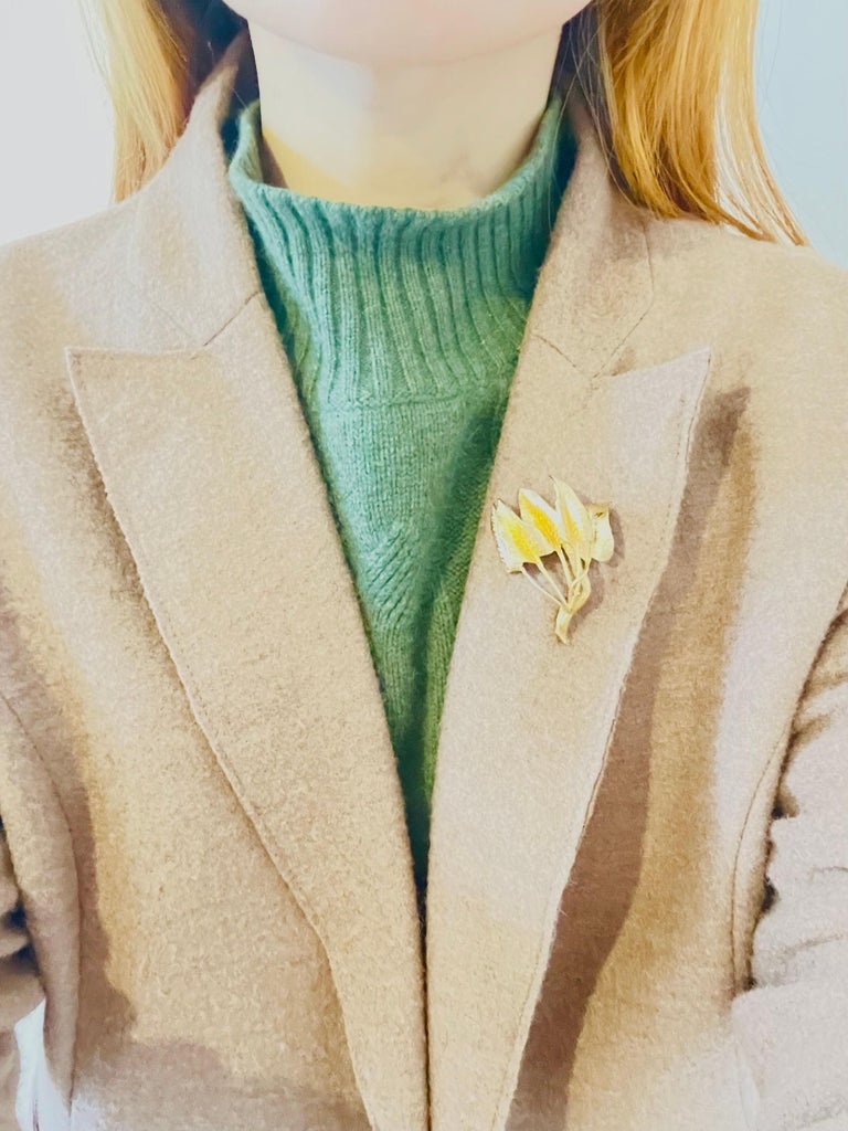 Christian Dior GROSSE 1962 Vintage Texture Leaf Tree Bush Gold ...