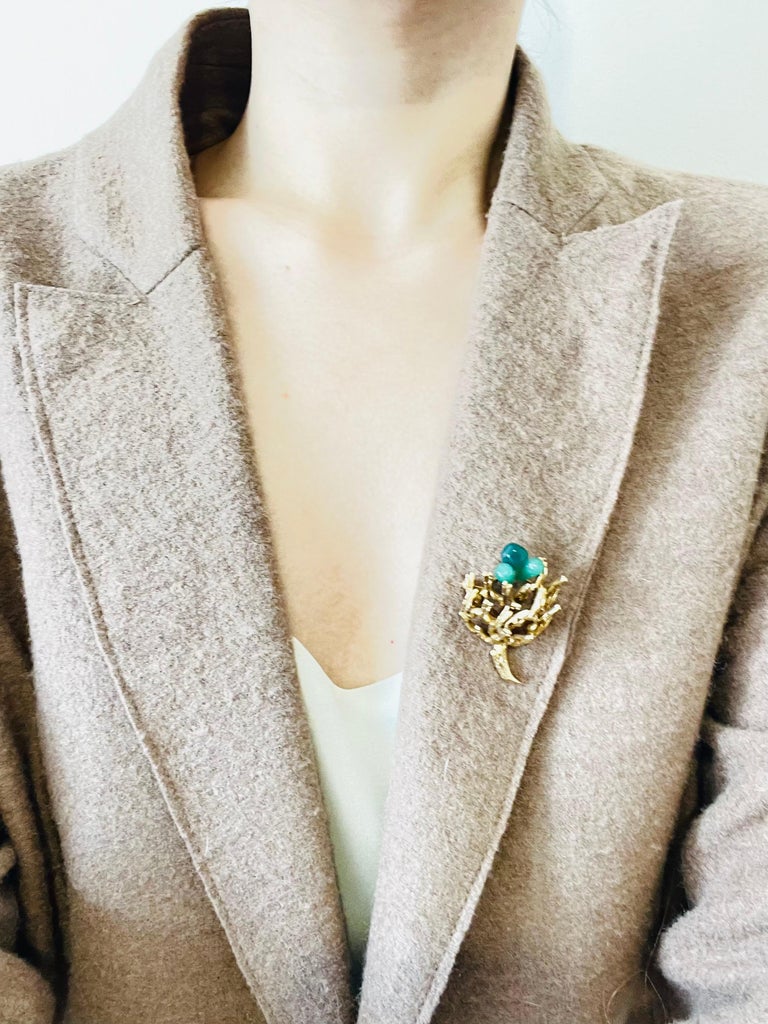 Christian Dior GROSSE 1966 Vintage Emerald Openwork Flower Leaf Tree ...