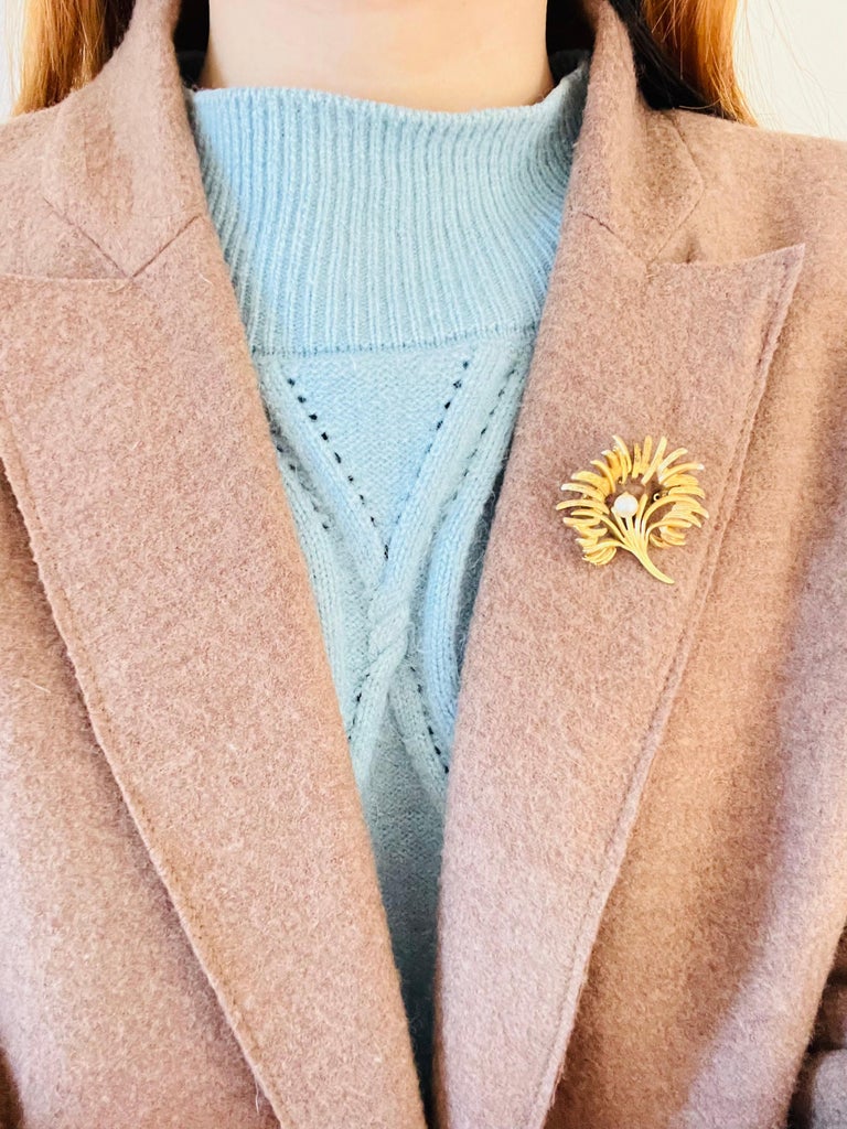 Christian Dior GROSSE 1968 Vintage Floral Leaf Openwork White Pearl ...