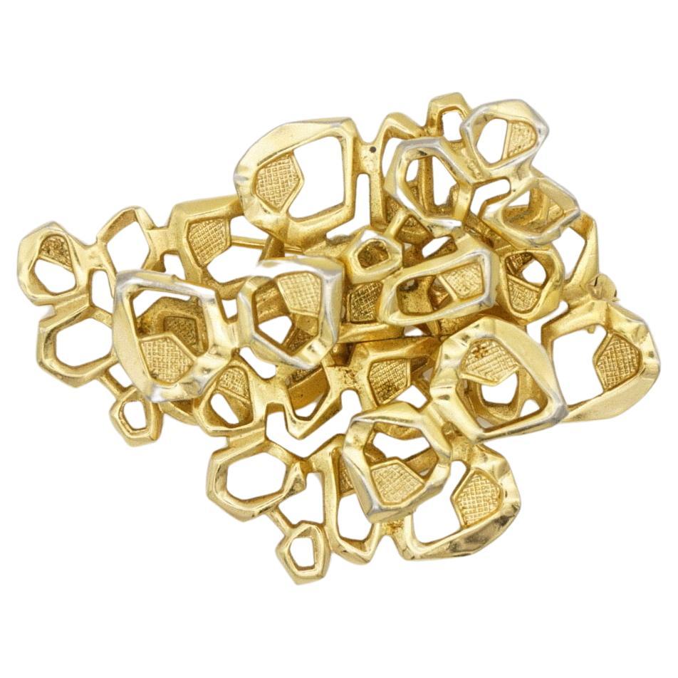 Christian Dior GROSSE 1968 Vintage Trio Layer Irregular Shape Openwork Brooch For Sale at 1stDibs