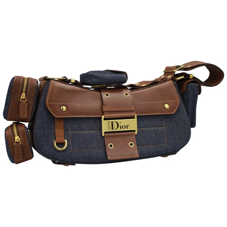 Christian Dior in Denim and Brown Leather Street Chic handbag For Sale ...