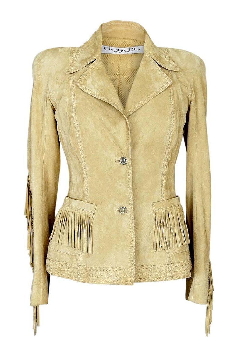 Christian Dior Jacket Suede Fringe Subtle Embroidery Superb Piece 38 / ...