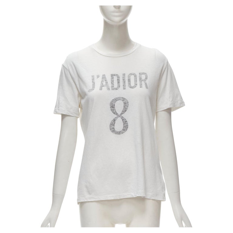 CHRISTIAN DIOR J'Adior 8 white cotton linen inside out print tshirt M For Sale at 1stDibs