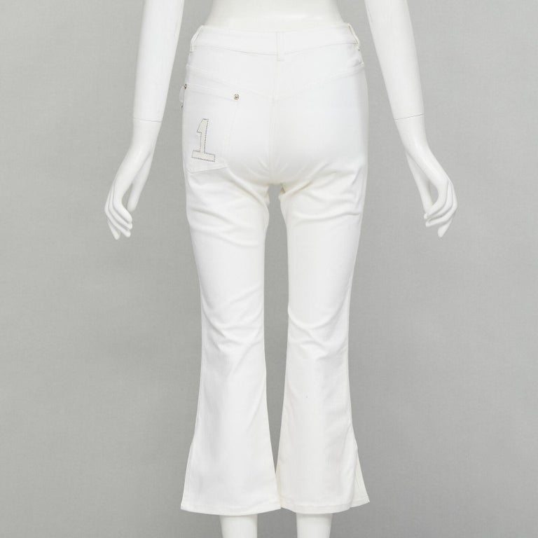 CHRISTIAN DIOR John Galliano Y2K crystal 3D petal cropped flare jeans ...
