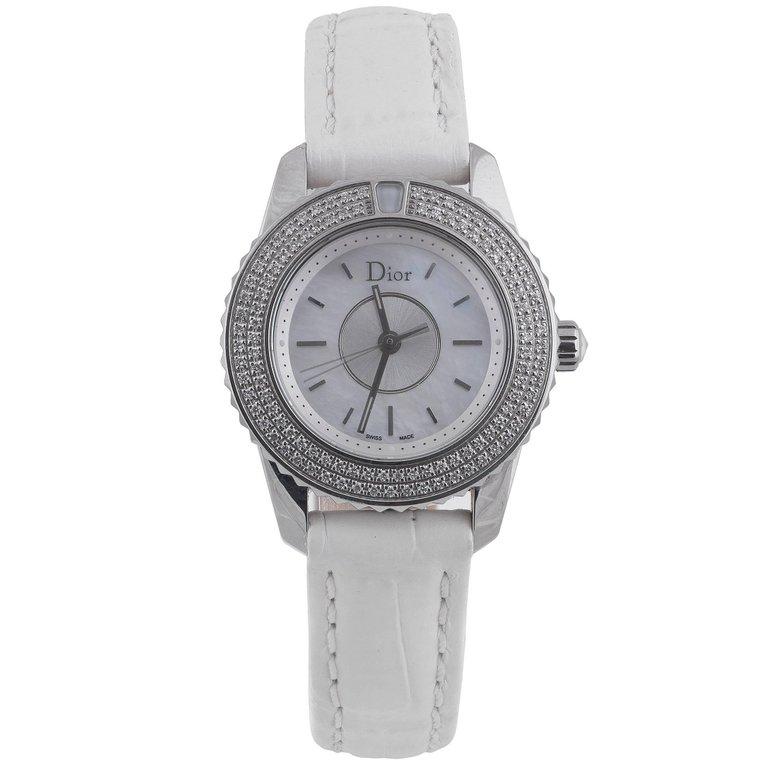 Christian Dior Ladies Stainless Steel Diamond Crystal Quartz Wristwatch ...